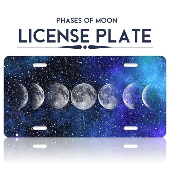 Accents | Phases Of The Moon Car Front License Plate Cover Stars Blue ...